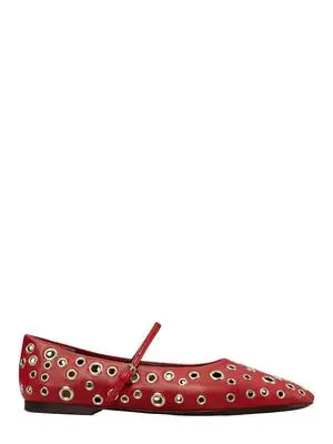Tory Burch Eyelet Mary Jane Ballerina Flats - Red
