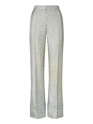 Tory Burch T Monogram-print Silk Trousers - Grey
