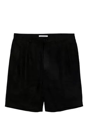SUNFLOWER Pleated Linen Shorts - Black