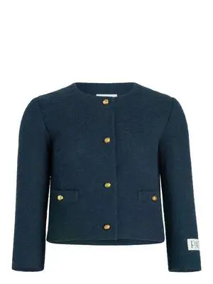 Patou Collarless Bouclé Blazer - Blue