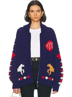 BODE Diamond Corral Cardigan - Blue Multi