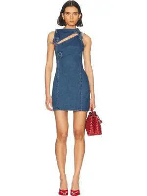 Coperni Asymmetric Flower Mini Dress - Blue Vintage