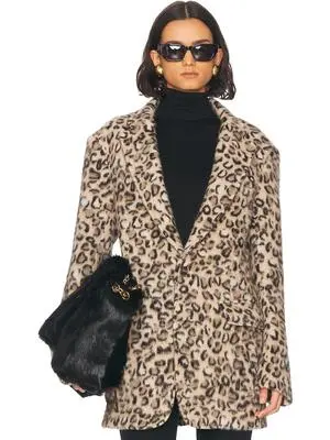R13 Oversized Ragged Blazer - Wooly Leopard