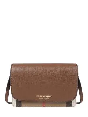 Burberry Hampshire Horse Check Canvas Derby Crossbody Bag - Tan