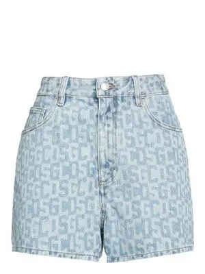 Gcds Logo Denim Shorts - Blue