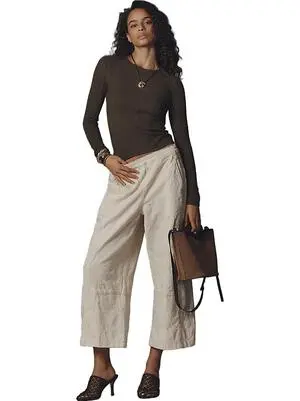 PILCRO Izzie Jacquard Barrel Pants - Natural