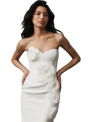 Helsi Camilla Halter 3d Floral Midi Dress In White - 29% Off | Editorialist
