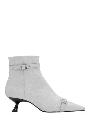 GANNI Eyelet-detail Glitter Ankle Boots - Grey