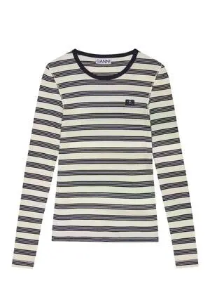 GANNI Striped T-shirt - White