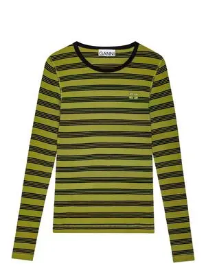 GANNI Striped T-shirt - Green