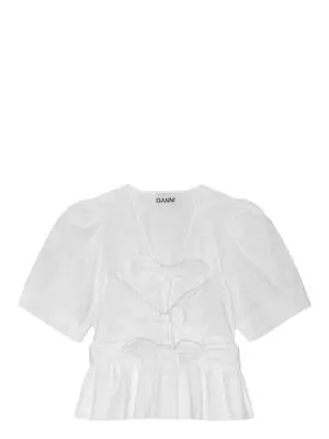 GANNI Peplum Blouse - White