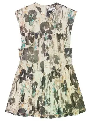 GANNI Floral-print Dress - Neutrals