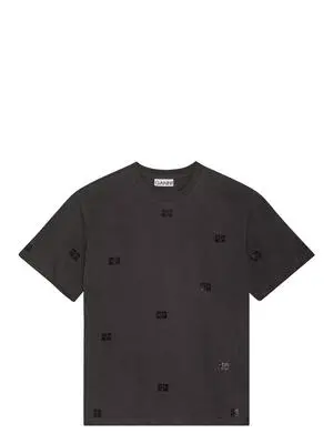 GANNI Logo-embellished T-shirt - Black