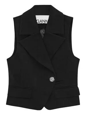 GANNI Double-breasted Cropped Waistcoat - Black