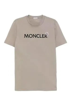 Moncler Flocked-logo Cotton T-shirt - Grey