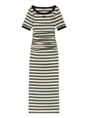 GANNI Striped T-shirt Dress - Black