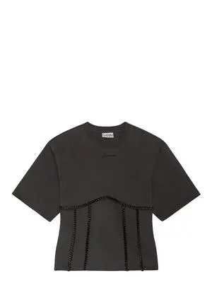GANNI Appliqué-detail T-shirt - Black