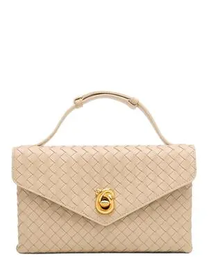 Bottega Veneta Knot Lock Leather Top-Handle Bag Ecru