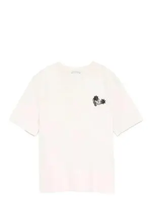 Moncler Hand-beaded Cotton T-shirt - Neutrals
