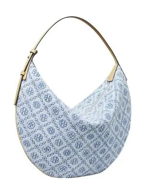 Tory Burch T Monogram Denim Balloon Bag - Powder Blue