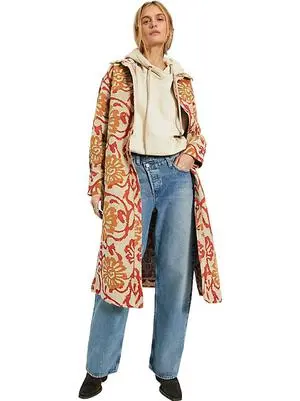 Free People We The Free Brick Lane Jacquard Maxi Shirt Jacket - Retro Combo