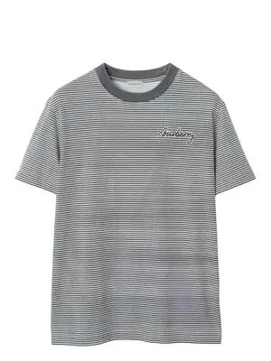 Burberry Striped Cotton T-shirt - Grey