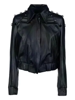CARLOTTA 2001 Rhinestone-studded Leather Jacket - Black