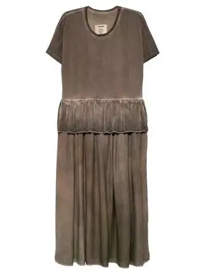 UMA WANG Ruffle-detailed Midi Dress - Brown