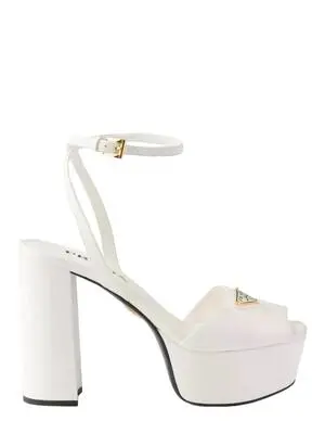 Prada Platform Leather Sandals - White