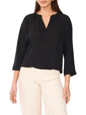 Vince Camuto Pleated Panel Blouse - Rich Black