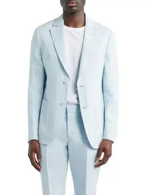 Nordstrom Henrik Trim Fit Solid Italian Linen Suit Separate Jacket Light Blue