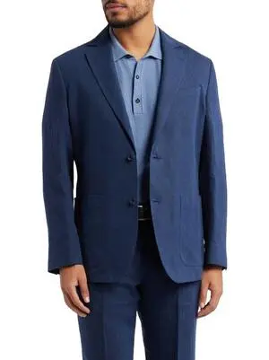 Nordstrom Henrik Trim Fit Solid Italian Linen Suit Separate Jacket Navy Blazer