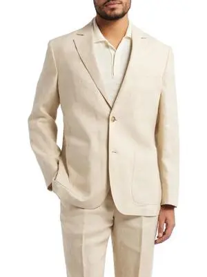Nordstrom Henrik Trim Fit Solid Italian Linen Suit Separate Jacket Tan Desert