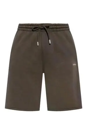 Off-White Arrow-print Cotton Track Shorts - Brown