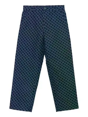 Gucci Gg Shadow-jacquard Cotton Trousers - Blue