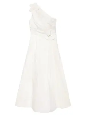 Elie Saab Poplin One Shoulder Dress - White
