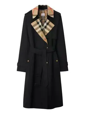 Burberry Long Check Trench Coat - Black