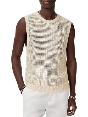 John Varvatos Augusto Open Stitch Tank Top Eggshell