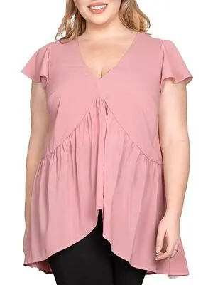 STANDARDS & PRACTICES V-neck High-low Tunic - Dusty Pink