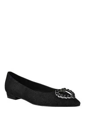 Nine West Nine West Hearts Rhinestone Flat Black