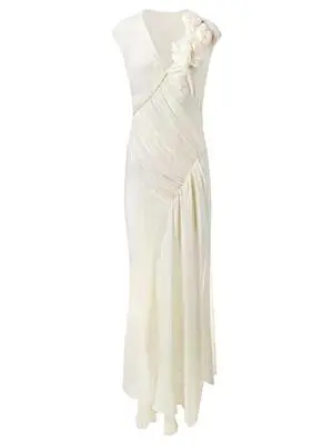 Alejandra Alonso Rojas Draped Chiffon Dress - Neutrals