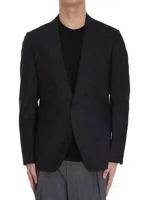 LARDINI Single-breasted Silk Blazer - Black