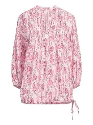 120% Lino Floral-print Linen Kaftan Top - Pink