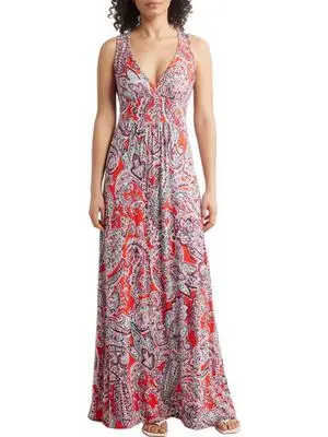 Loveappella Sleeveless Jersey Maxi Dress - Orange