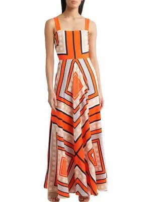 Eliza J Scarf Printed Maxi Dress - Red