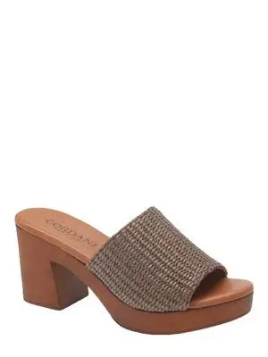 Cordani Waylin Platform Slide Sandal - Cacao Raffia