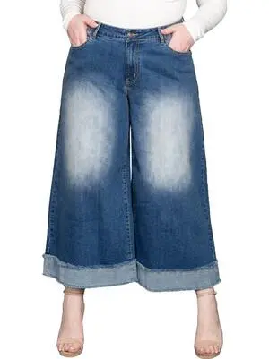 STANDARDS & PRACTICES High-waist Cropped Wide-leg Jeans - Two Tone