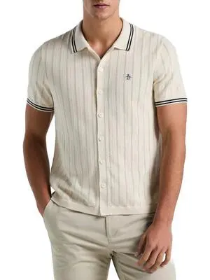 ORIGINAL PENGUIN Drop Needle Polo Cardigan Birch