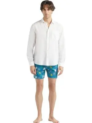 Vilebrequin Solid Linen And Cotton Shirt Blanc