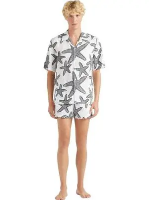 Vilebrequin Starlettes Linen Bowling Shirt - Blanc